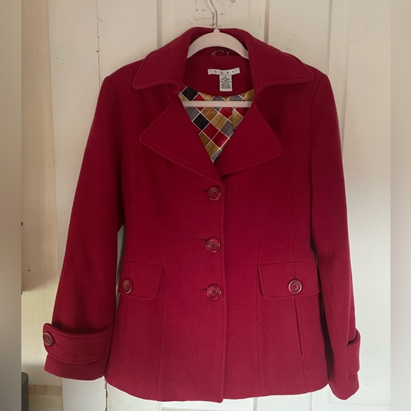 CAbi | Jackets & Coats | Cabi Red Lined Wool Winter Coat 6 | Poshmark